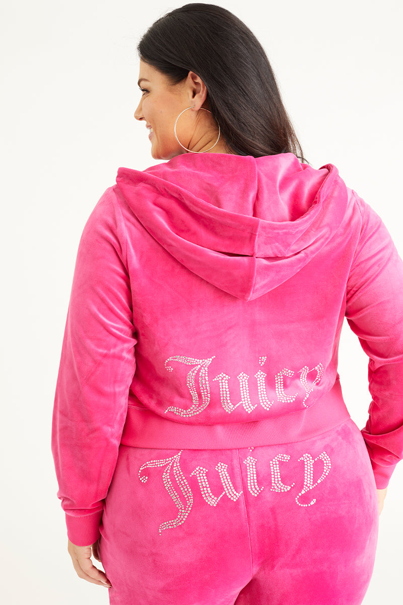 Plus-Size OG Big Bling Velour Hoodie - Juicy Couture